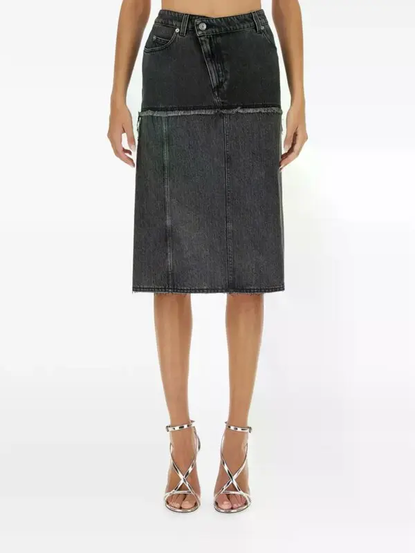 Alexander McQueen Two-tone Denim Midi Skirt