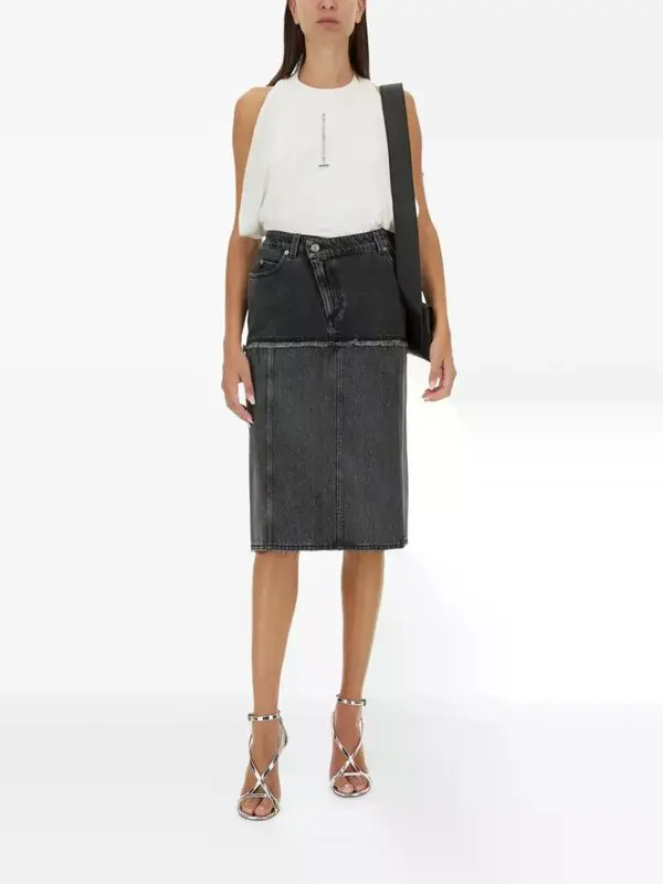Alexander McQueen Two-tone Denim Midi Skirt