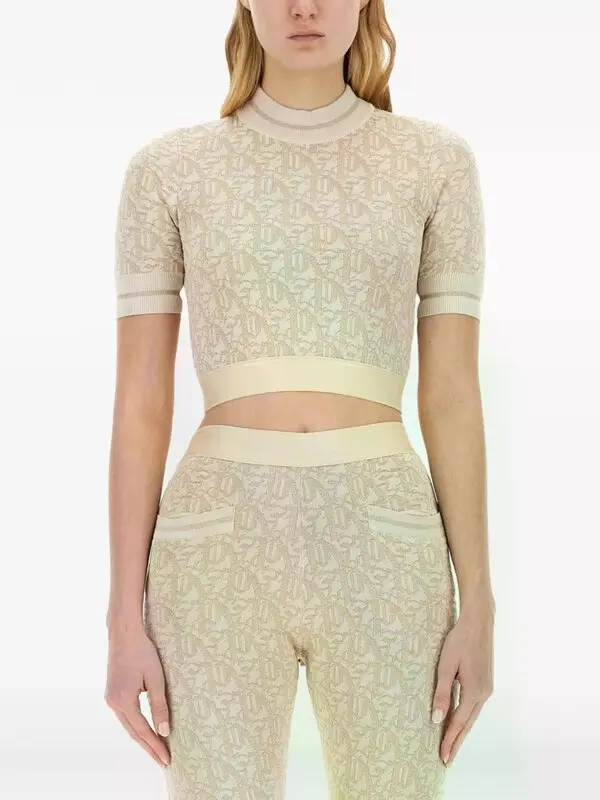 Palm Angels Monogram-jacquard Knitted Crop Top