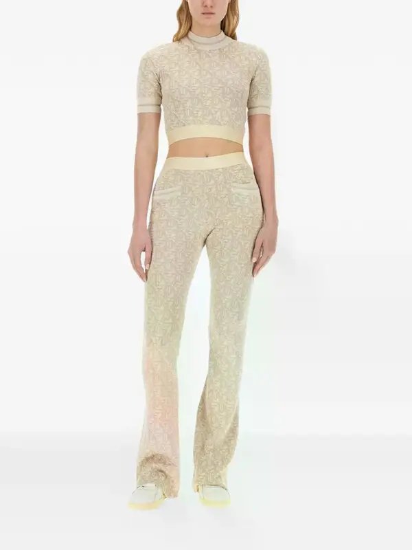 Palm Angels Monogram-jacquard Knitted Crop Top