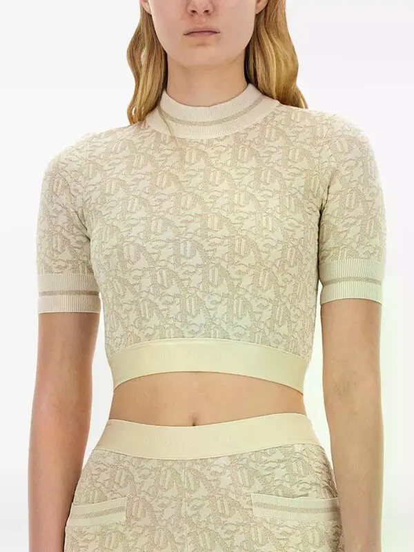 Palm Angels Monogram-jacquard Knitted Crop Top