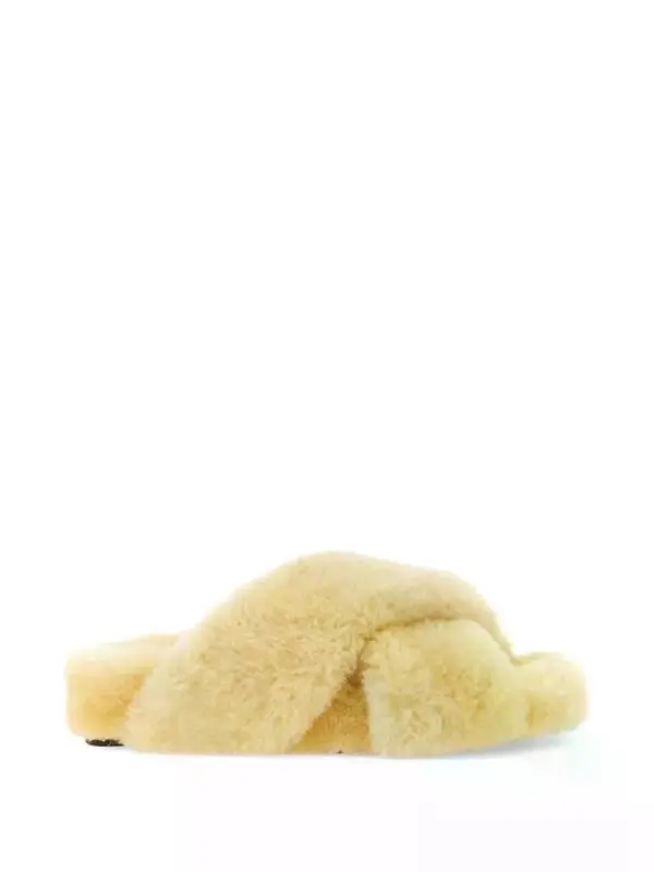 JIL SANDER Shearling Crossover Flat Sandals