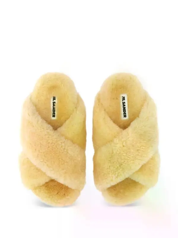 JIL SANDER Shearling Crossover Flat Sandals