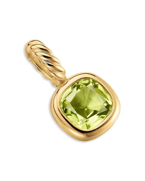 David Yurman 18k Yellow Gold Mini Cushion Cut Amulet With Peridot - Peridot/gold