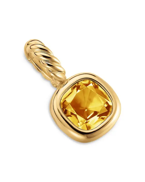 David Yurman Mini Cushion Cut Citrine Amulet - Citrine/gold