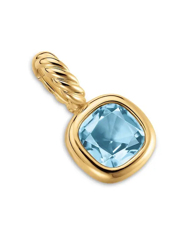 David Yurman 18k Yellow Gold Mini Cushion Cut Amulet - Blue Topaz/gold