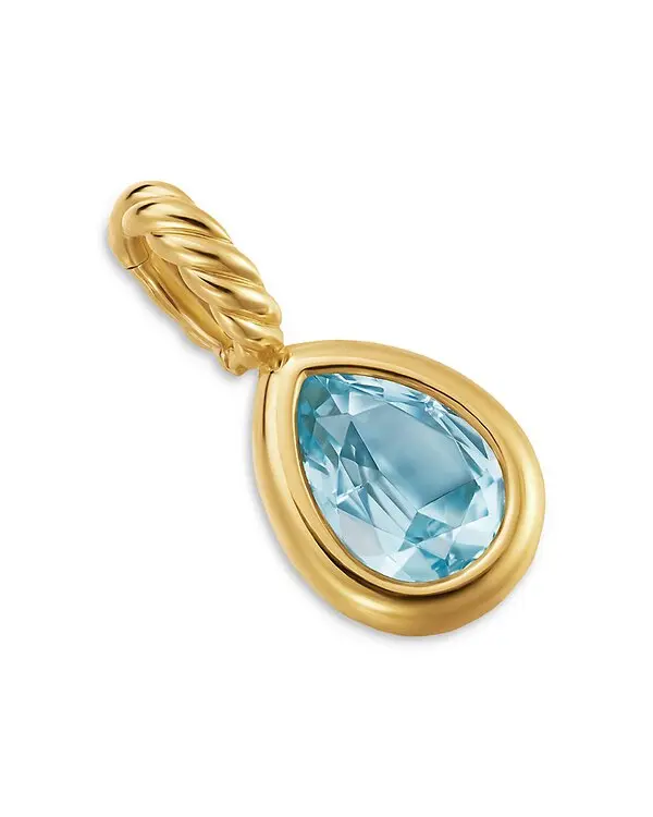 David Yurman 18k Yellow Gold & Topaz Amulet - Sky Blue/gold