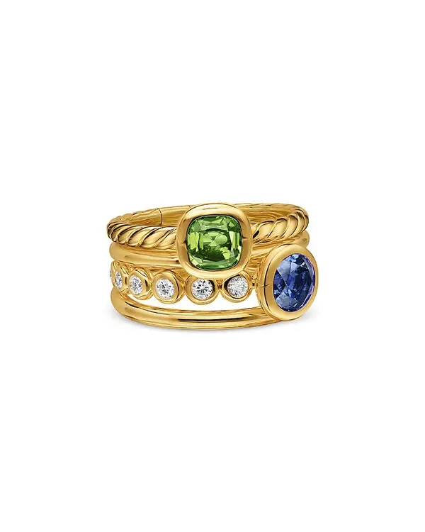 David Yurman Dy Mercer Multi Row Ring - Tanzanite/green