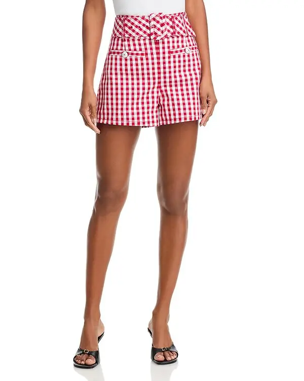 Cinq À Sept Mini Gingham Denim Allie Shorts - Chilli Pepper