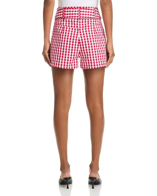 Cinq À Sept Mini Gingham Denim Allie Shorts - Chilli Pepper