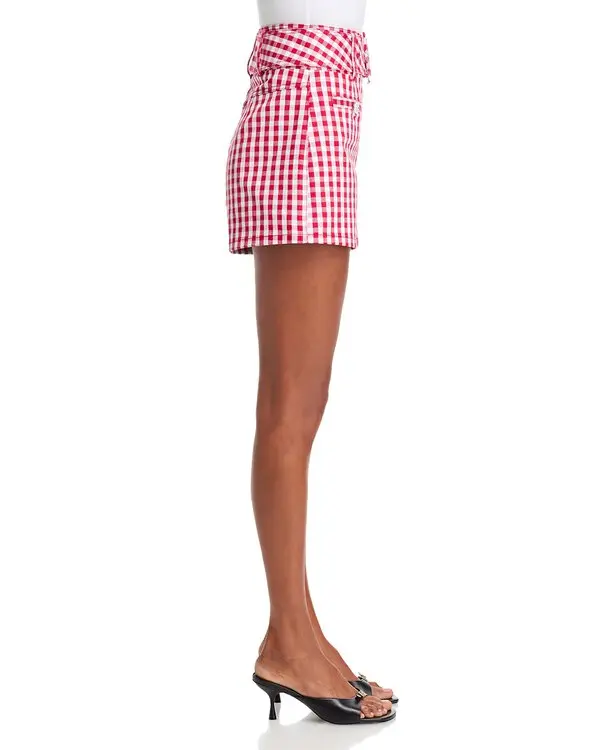 Cinq À Sept Mini Gingham Denim Allie Shorts - Chilli Pepper