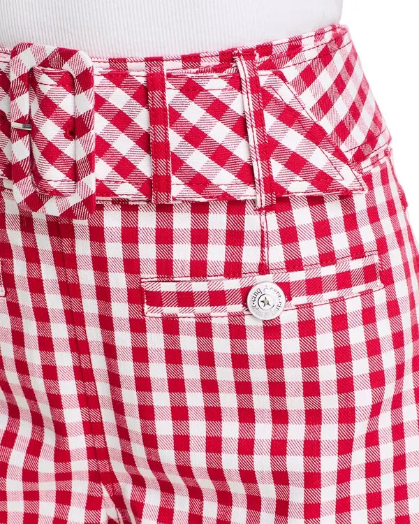 Cinq À Sept Mini Gingham Denim Allie Shorts - Chilli Pepper