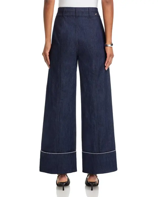 Cinq À Sept Dorothea Wide Leg Pants With Twisted Trim - Indigo