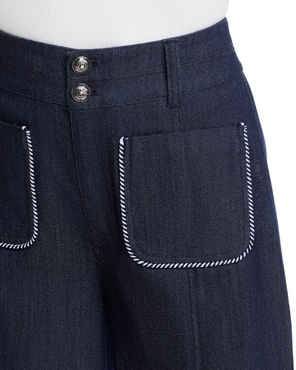 Cinq À Sept Dorothea Wide Leg Pants With Twisted Trim - Indigo