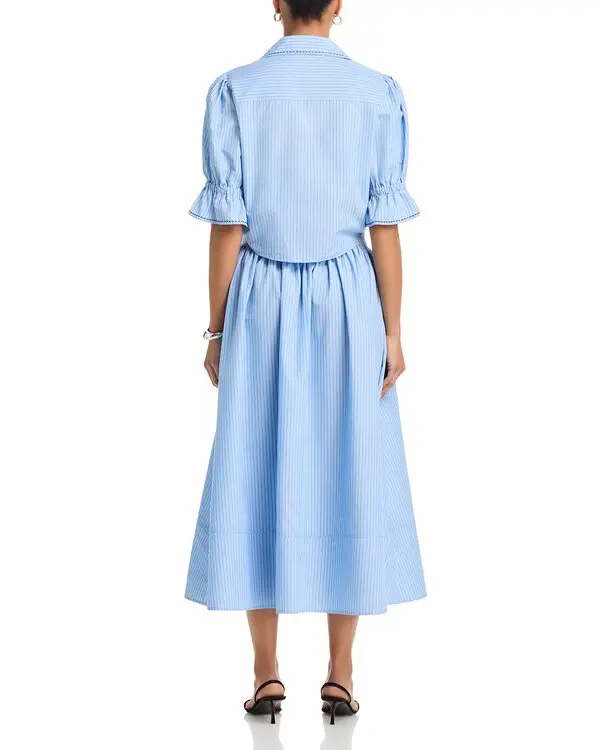 Cinq À Sept Matilda Embroidered Striped Skirt