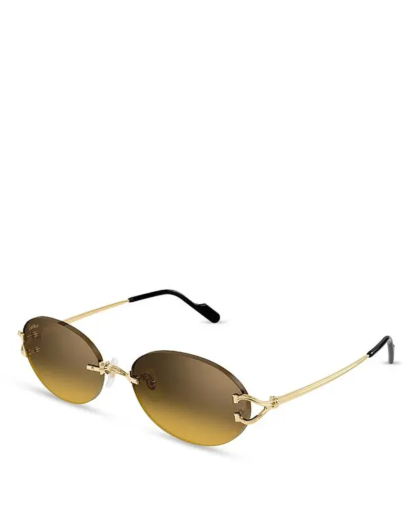 CARTIER Oval Sunglasses, 55mm - Gold/brown