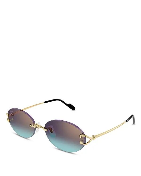 CARTIER Oval Sunglasses, 55mm - Gold/violet