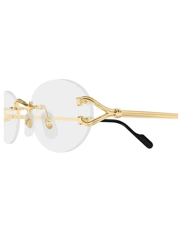 Cartier 52mm Round Frame Glasses - Gold/grey