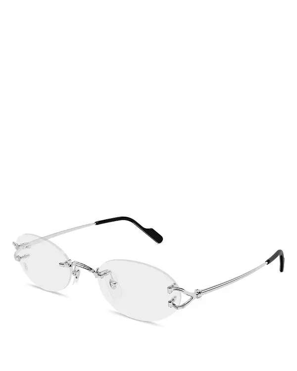 CARTIER 52mm Round Frame Glasses - Silver/transparent