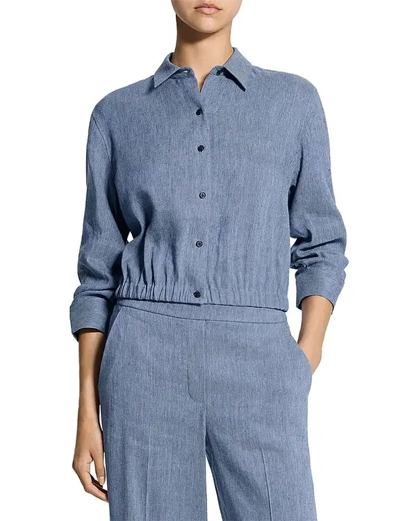 Theory Cropped Denim Shirt - Light Denim