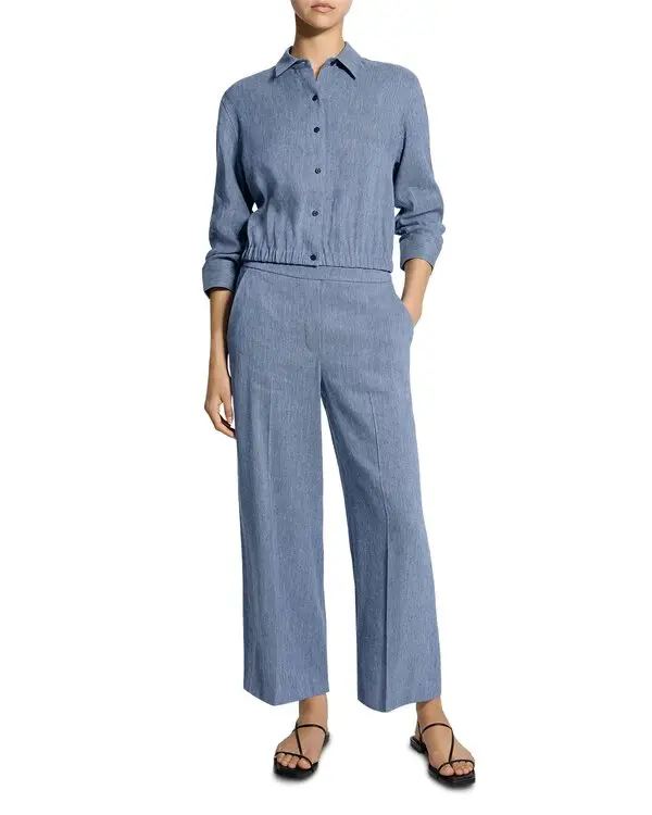 Theory Cropped Denim Shirt - Light Denim