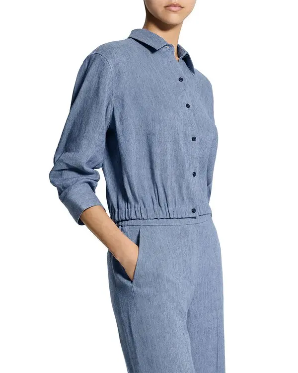 Theory Cropped Denim Shirt - Light Denim