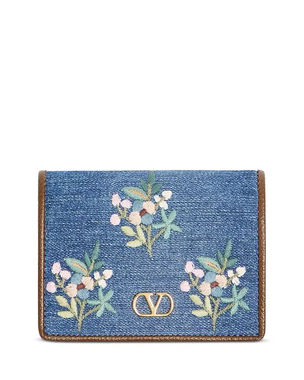 Valentino Garavani Embroidered Flower Flap French Wallet - Multi