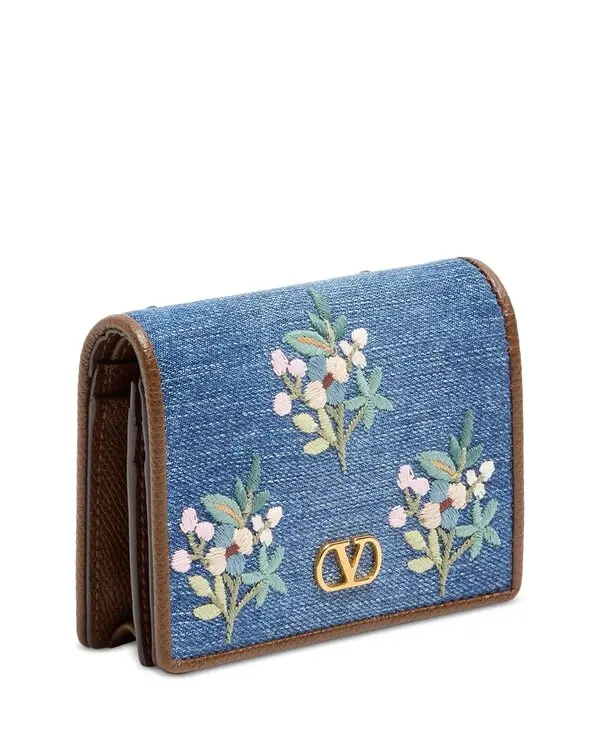 Valentino Garavani Embroidered Flower Flap French Wallet - Multi