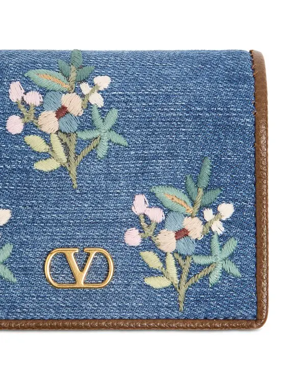 Valentino Garavani Embroidered Flower Flap French Wallet - Multi