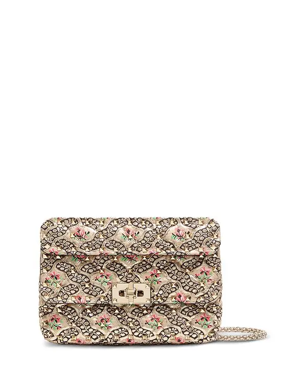 Valentino Garavani Small Stud & Flower Embellished Shoulder Bag - Gold