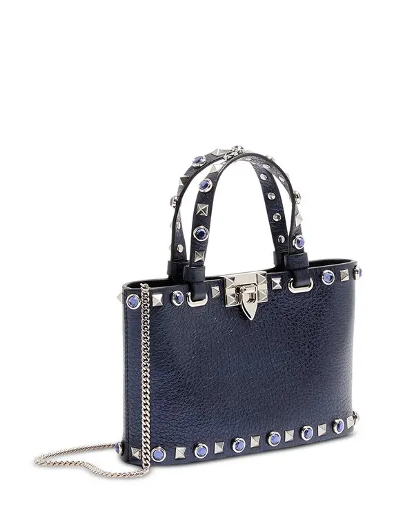 Valentino Garavani Mini Rockstud Leather Shoulder Bag - Navy