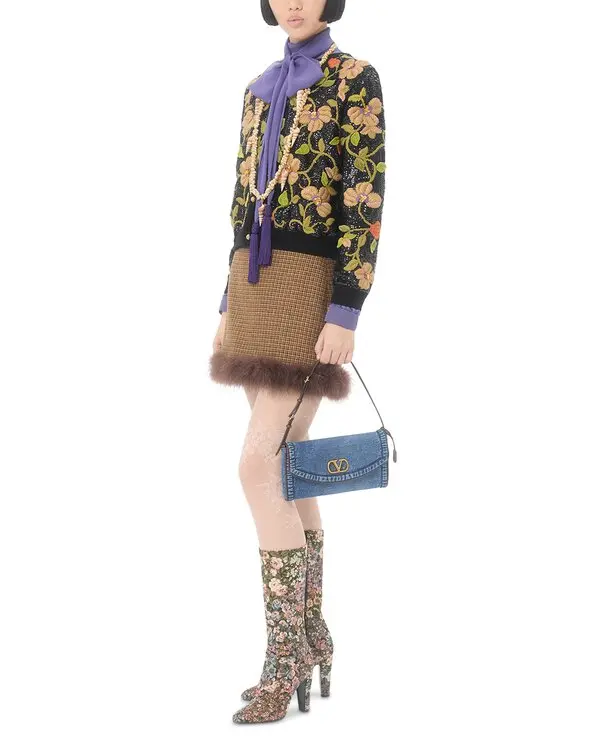 Valentino Garavani Devain Vlogo Small Shoulder Bag - Denim