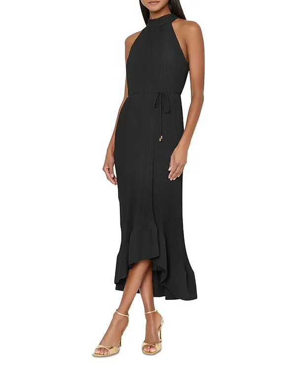 MILLY Nalani Pleated Midi Dress - Black