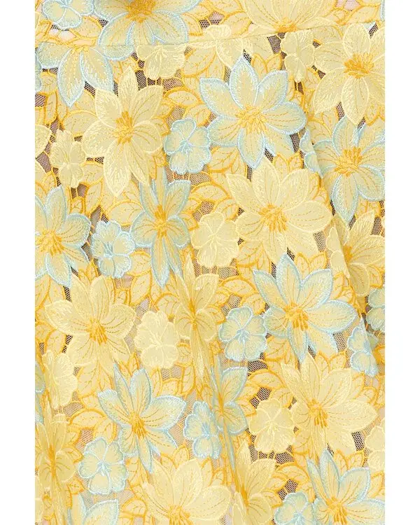 MILLY Tahlia Lace Midi Dress - Yellow Multi