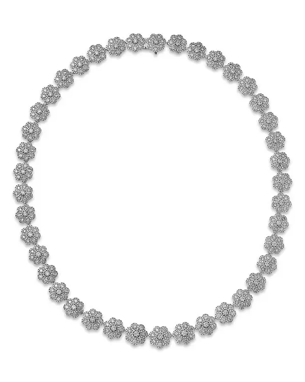 Bloomingdale'S 14k Diamond Flower Collar Necklace 12.0 Tcw - White Gold