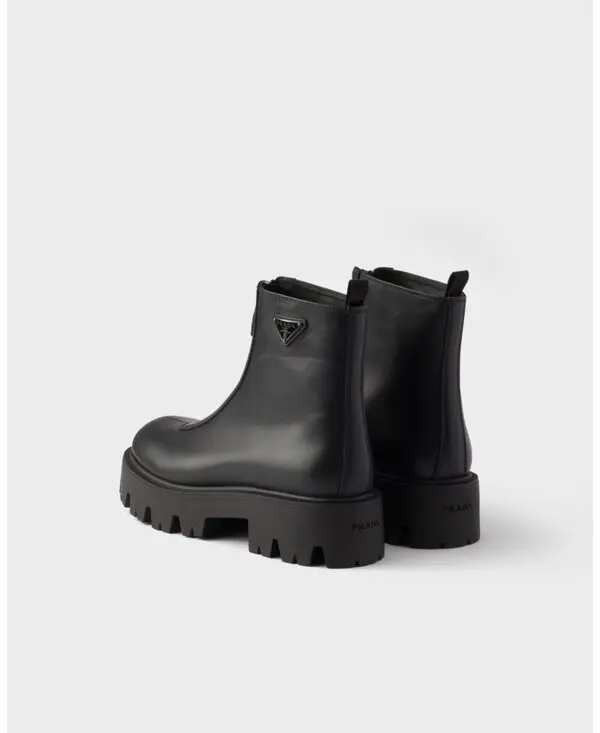 Prada Leather Zip Up Booties