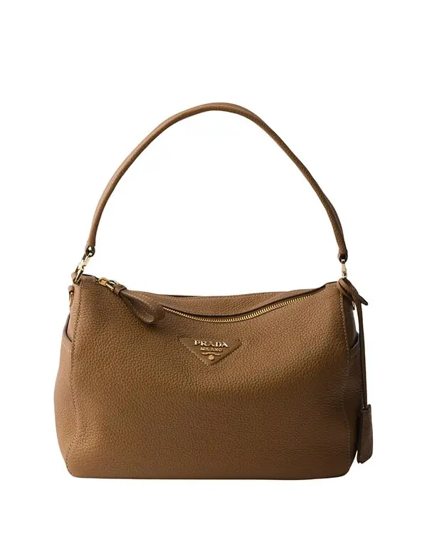 Prada Medium Leather Shoulder Bag - Brown