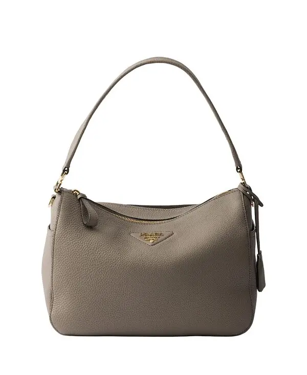 Prada Medium Leather Shoulder Bag - Grey