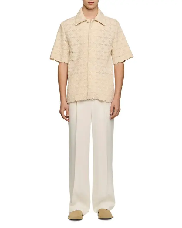 Sandro Cotton Broderie Anglaise Shirt - Ecru