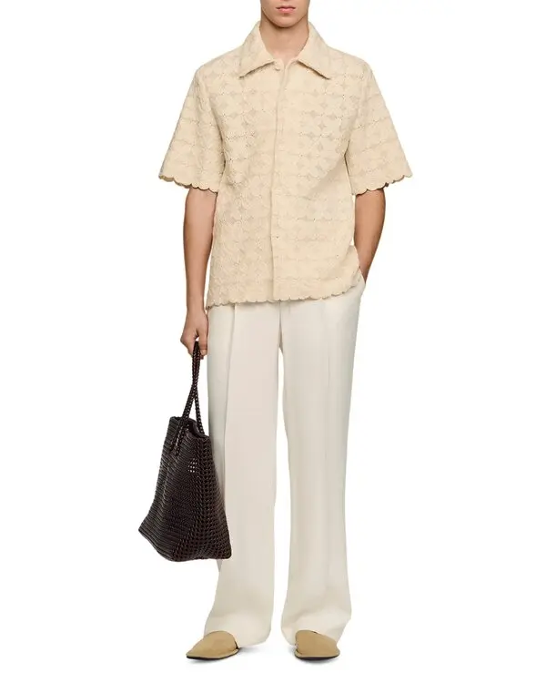 Sandro Cotton Broderie Anglaise Shirt - Ecru