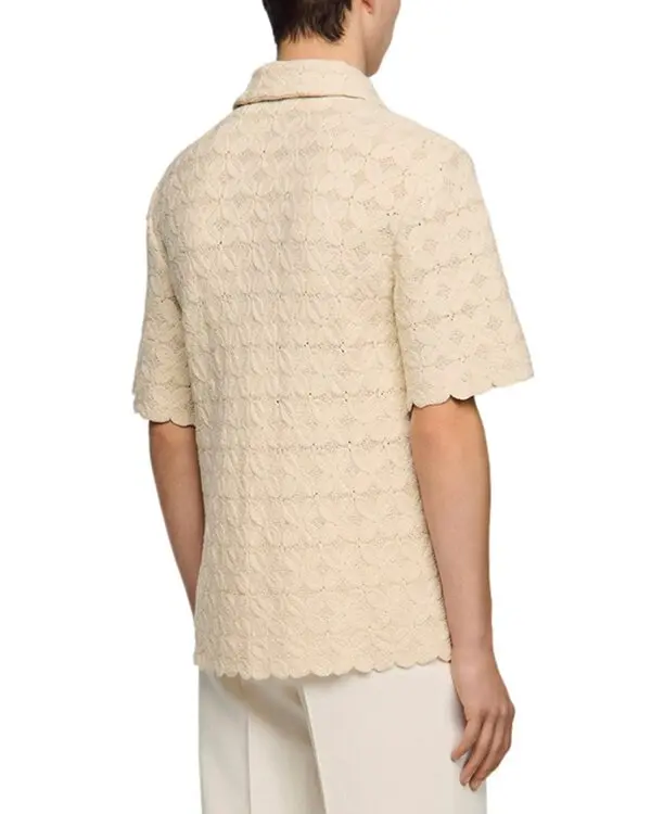 Sandro Cotton Broderie Anglaise Shirt - Ecru