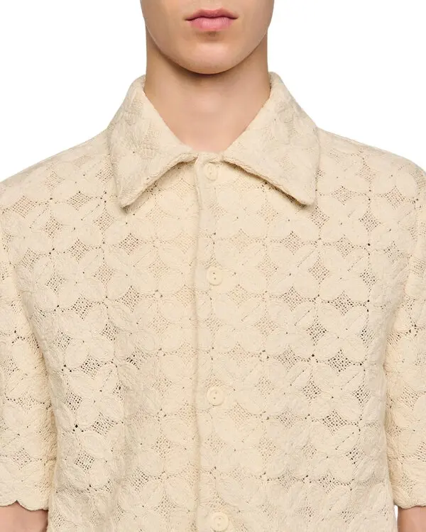 Sandro Cotton Broderie Anglaise Shirt - Ecru