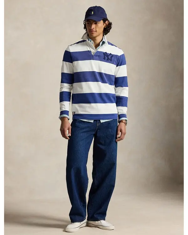 Polo Ralph Lauren New York Yankees Striped Rugby Shirt - Blue/white