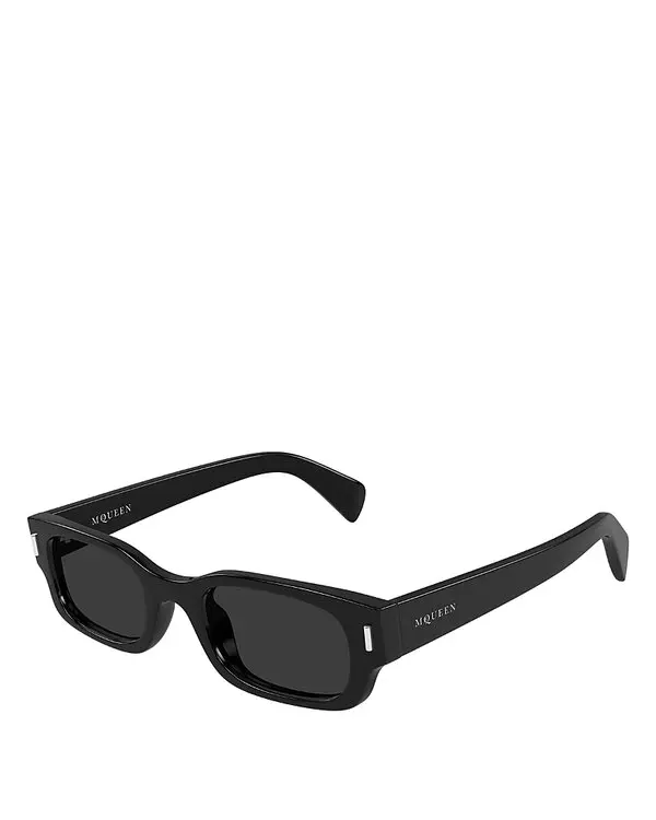 Alexander McQueen Rectangular Sunglasses, 50mm - Black/grey