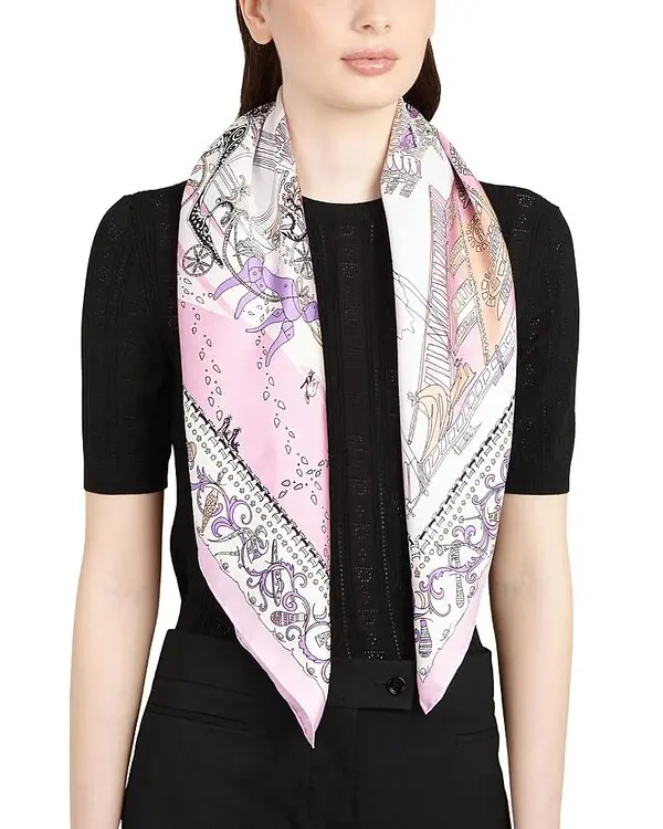 FERRAGAMO Palazzo Silk Scarf - Rosa/avorio