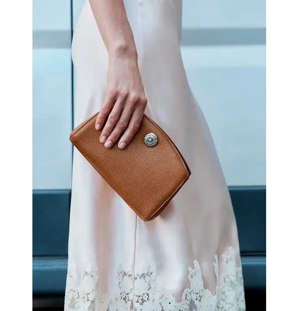 LIFFNER Small Pushlock Leather Clutch - Brown
