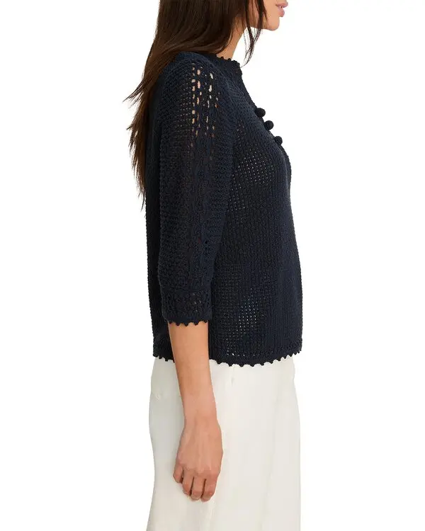 NIC+ZOE Crochet Mesh Sweater - Dark Indigo