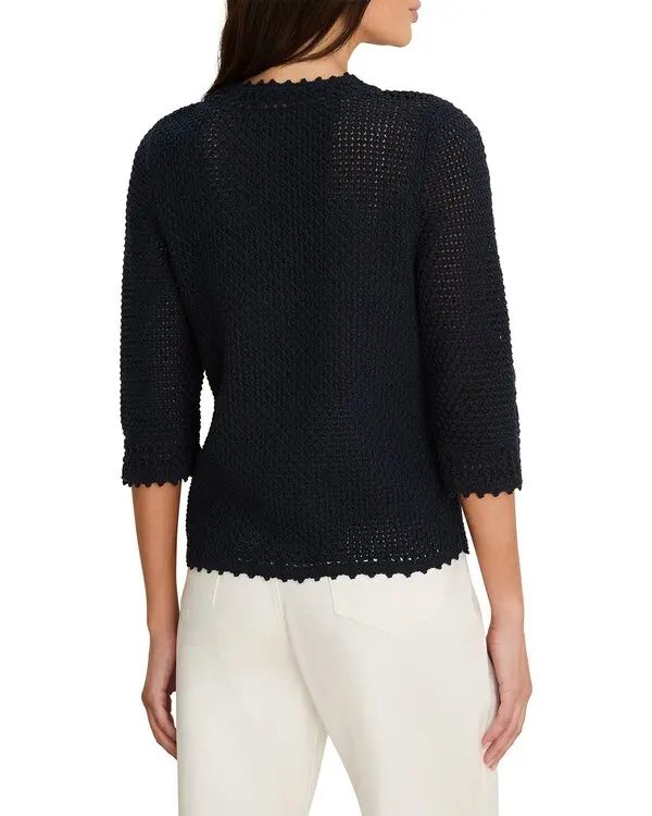 NIC+ZOE Crochet Mesh Sweater - Dark Indigo