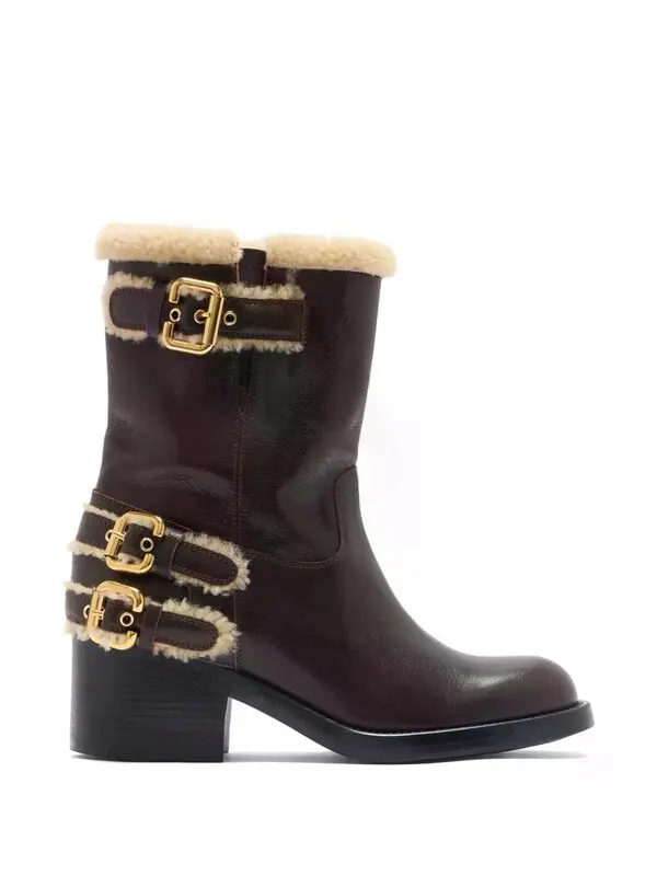 Chloé Dakota Buckle Shearling Boots