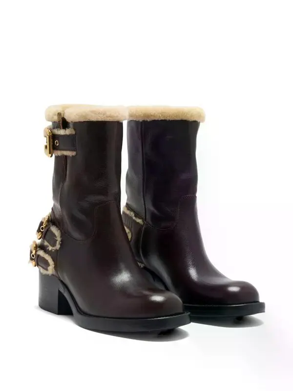 Chloé Dakota Buckle Shearling Boots
